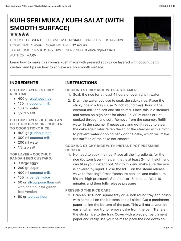 Kuih Seri Muka: Serimuka: Kueh Salat (With Smooth Surface) | PDF ...