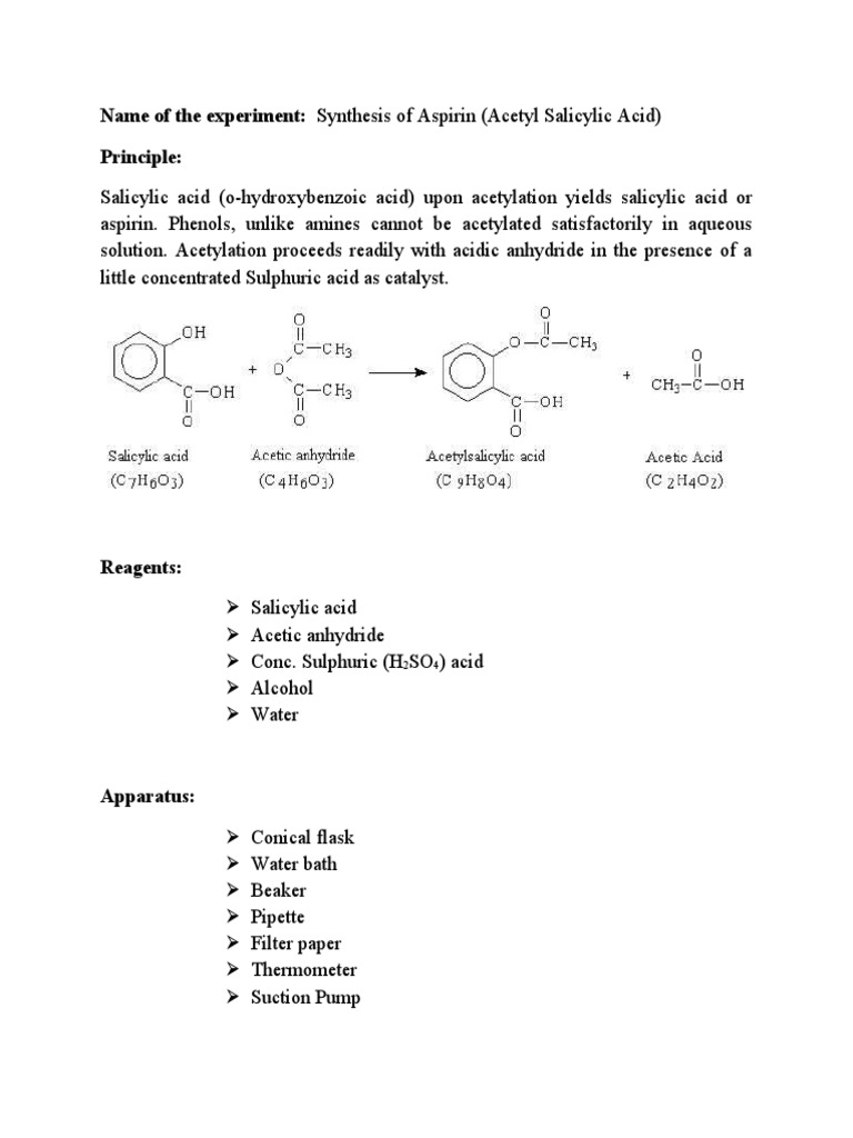 Aspirin Lab Procedure | PDF