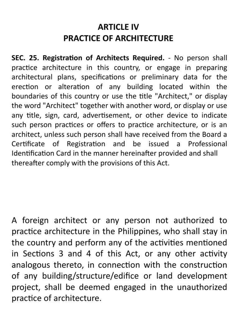 Practice of Architecture Act Requirements | PDF | Licensure | Architect