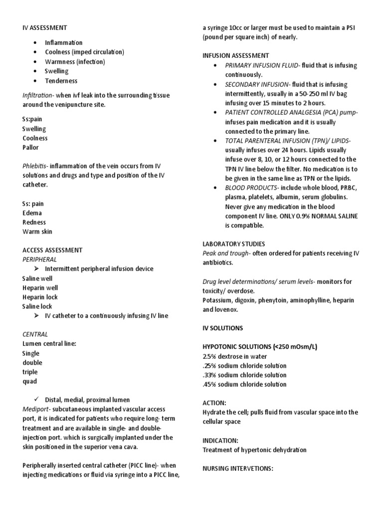 IV Assessment Guide for Nurses | PDF | Saline (Medicine) | Intravenous ...