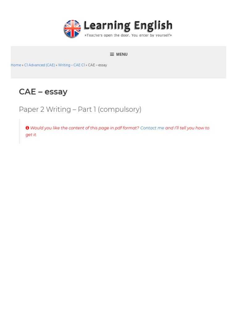 Essay For Cae | PDF | Essays