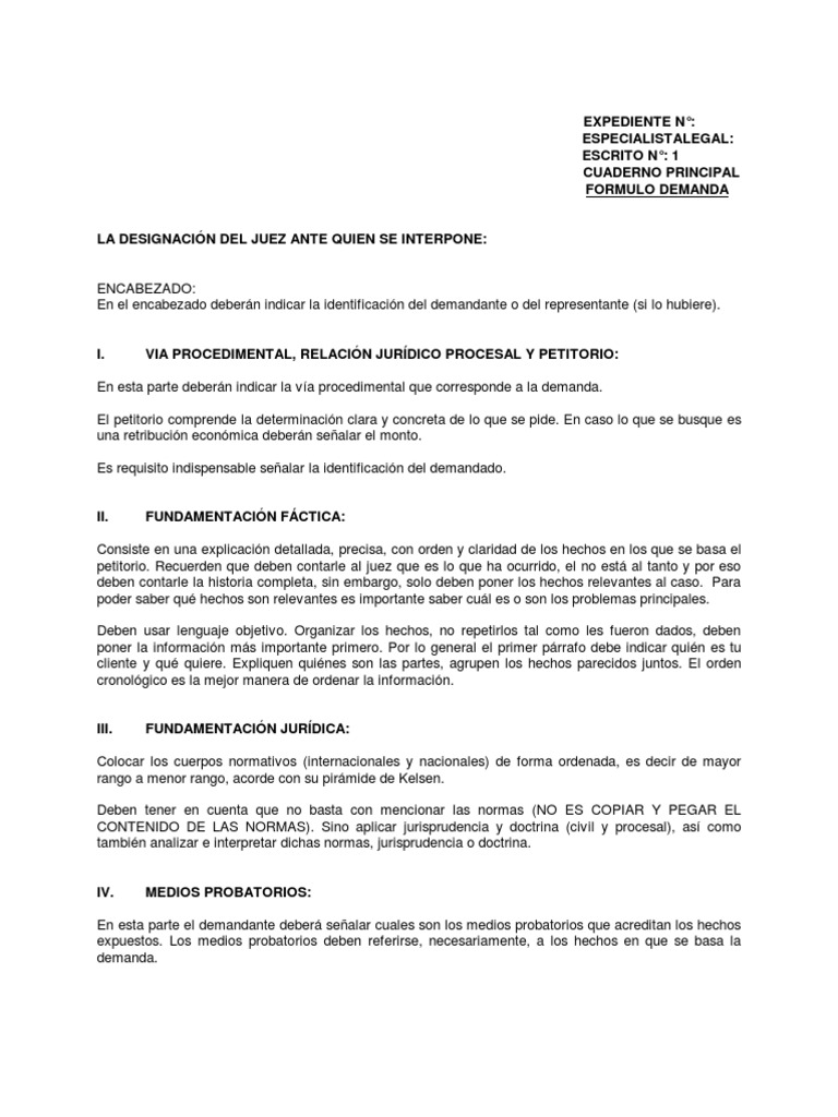 Formato de Demanda | PDF | Demanda judicial | Caso de ley