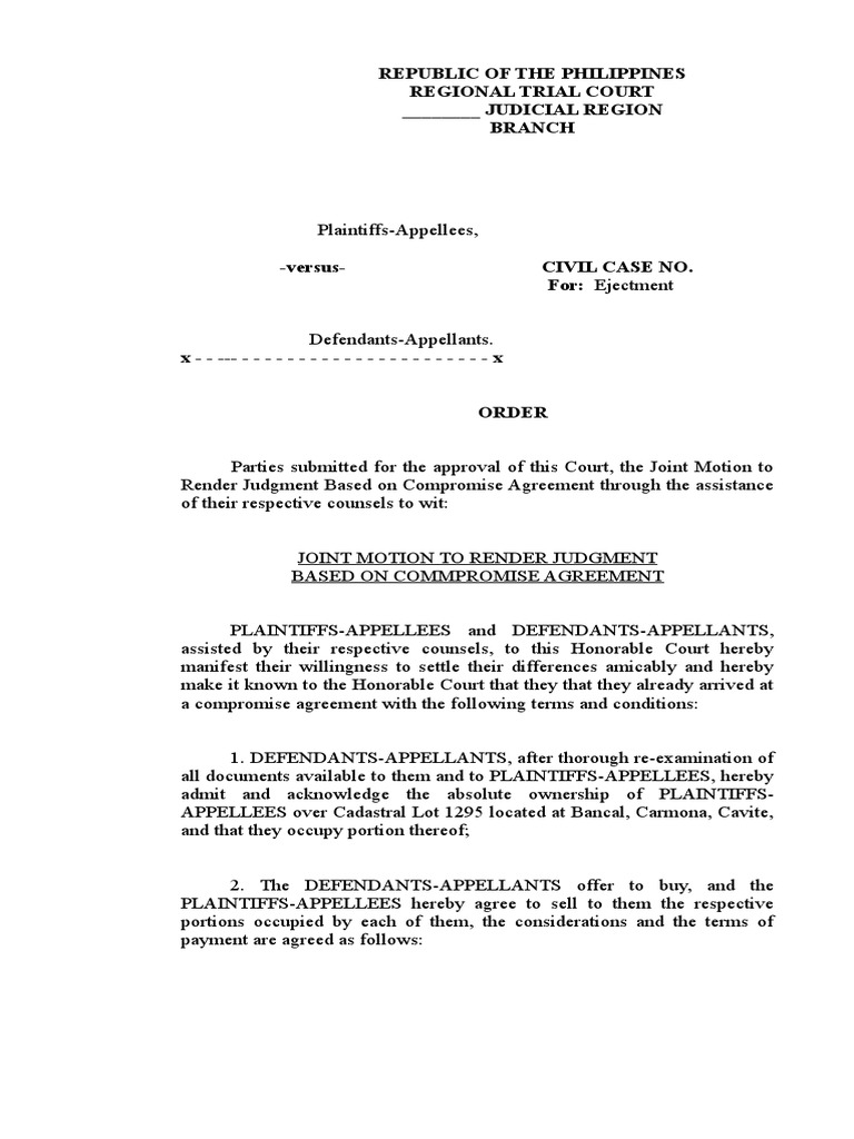 EJECTMENT | PDF | Judgment (Law) | Justice