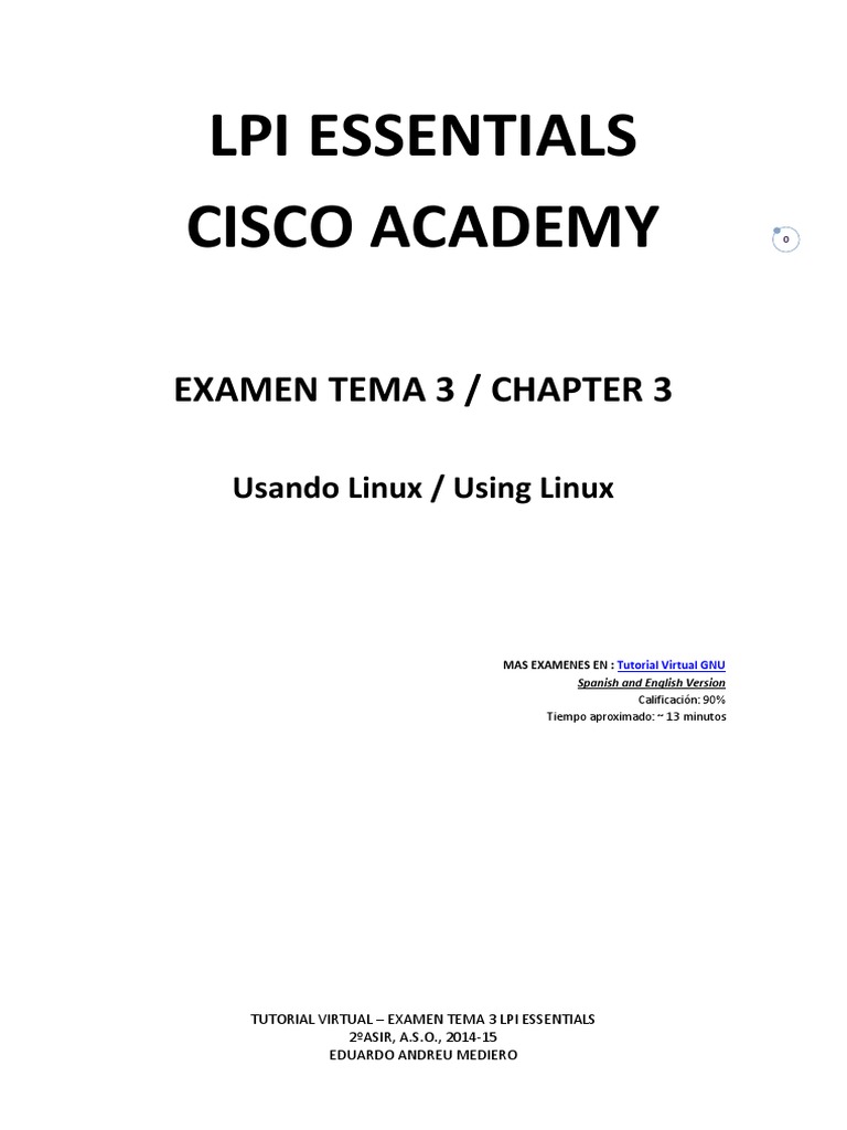 Examen Tema 3 LPI Essentials Linux | PDF | Contraseña | Arquitectura de Computadores
