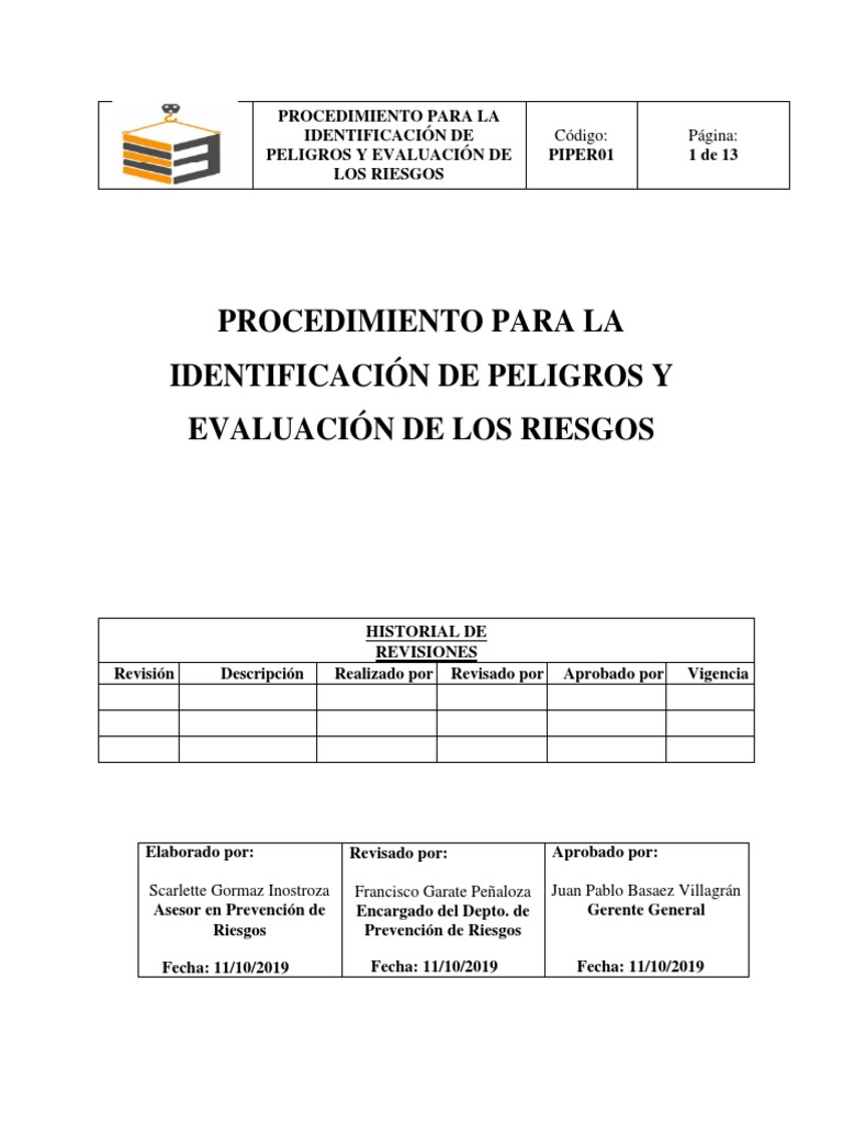 Procedimiento IPER | PDF | Riesgo | Evaluación