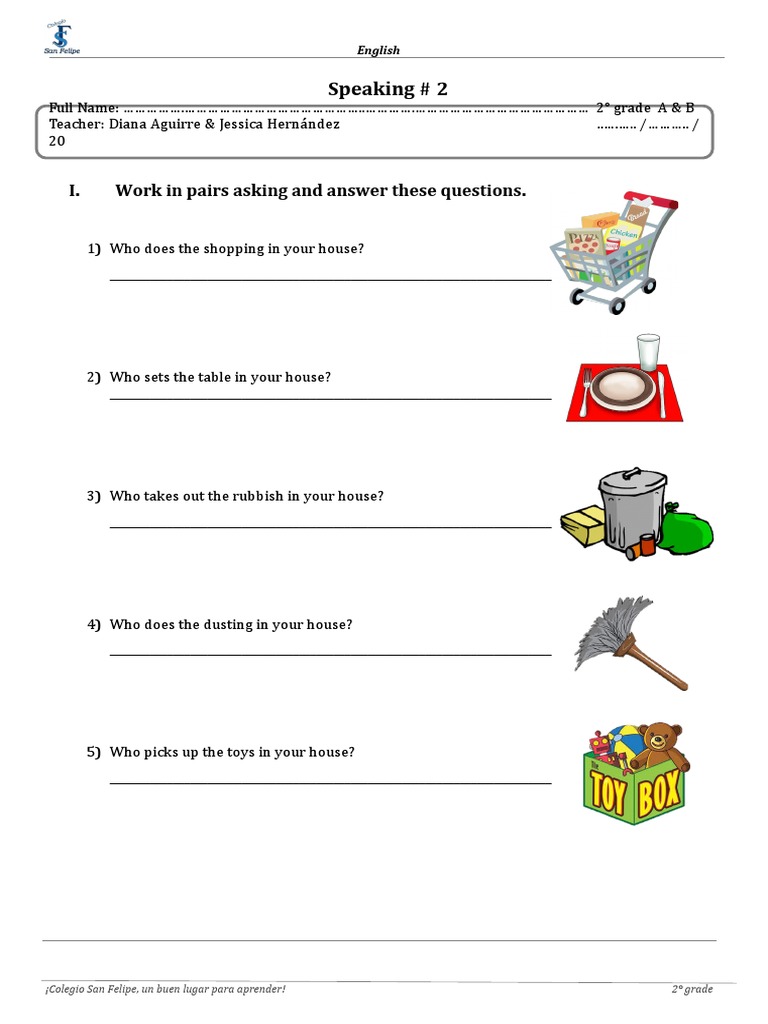 Speaking # 2: I. Work in Pairs Asking and Answer These Questions | PDF