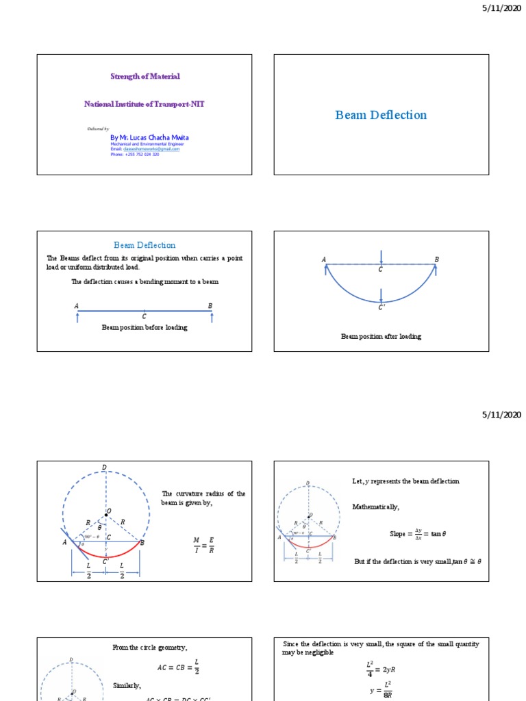 Beam Deflection: Strength of Material | PDF | Bending | Deformation ...