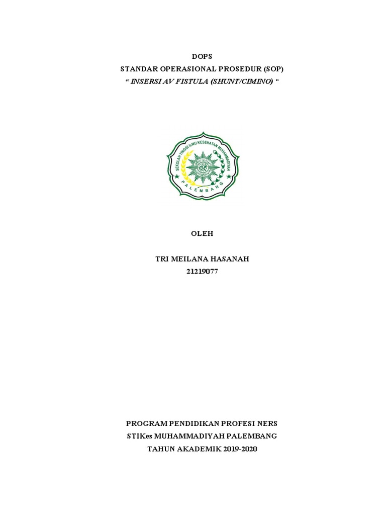 Dops Insersi Av Fistula Shunt Atau Cimino (Tri Meilana Hasanah 21219077 ...