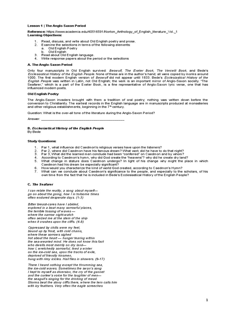 Exploring Life and Faith in Anglo-Saxon England Through its Earliest ...