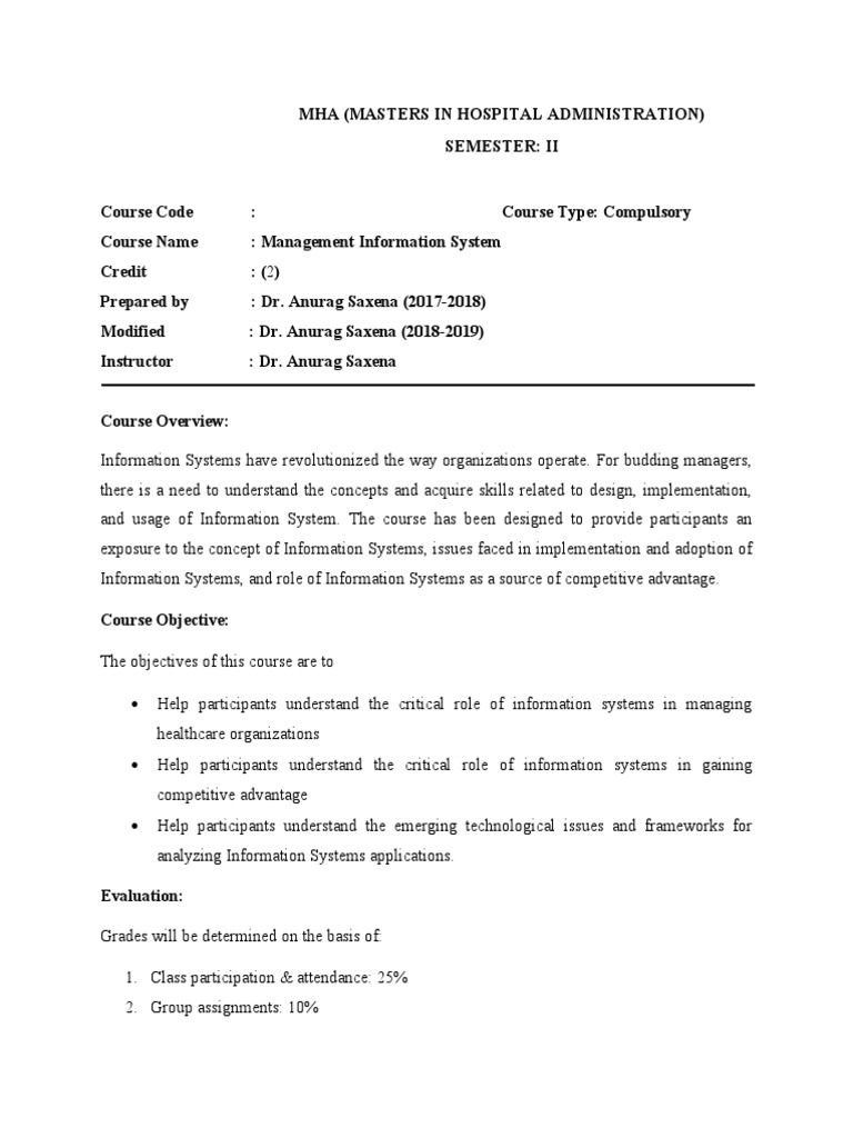 MIS Course Outline | PDF | Management Information System | Information ...