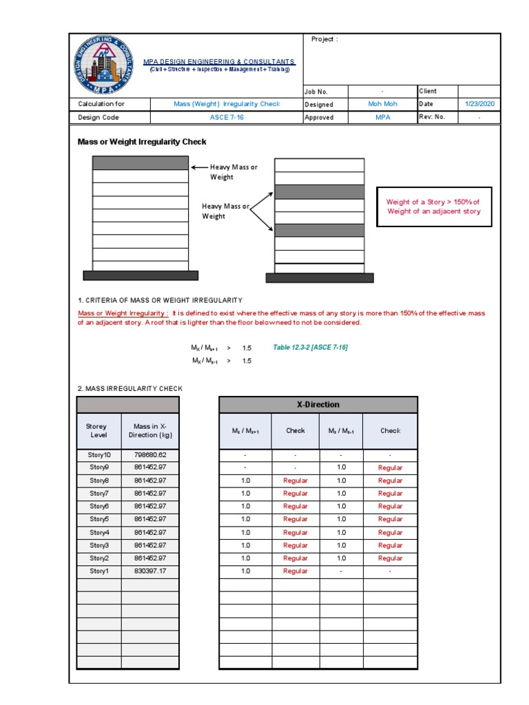 Mass (Weight) Irregularity Check-ASCE 7-16-MPA PDF | PDF | Science | Nature