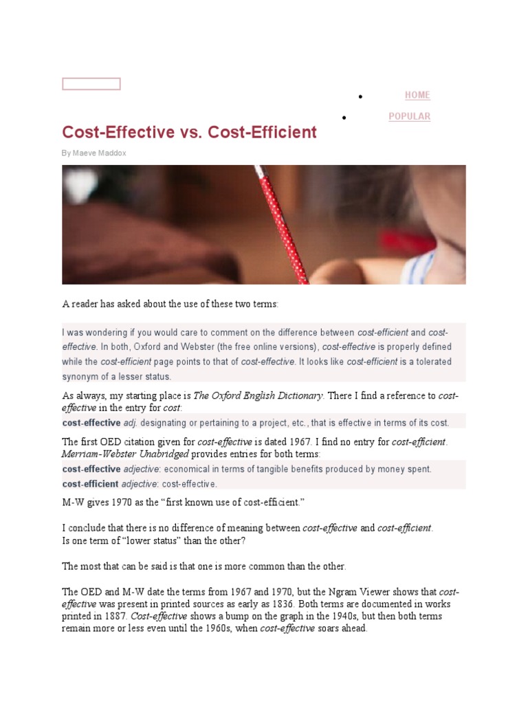 Cost-Effective vs. Cost-Efficient: Subscribe | PDF | Cost Effectiveness ...