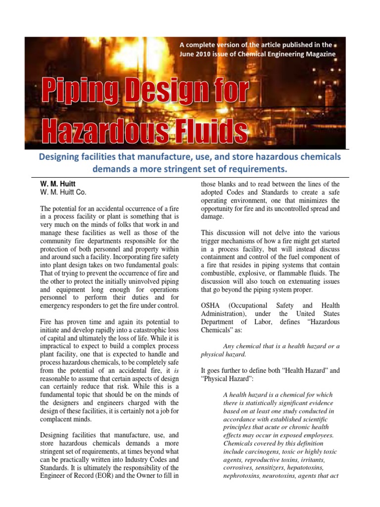 Piping Design For Hazardous Fluids 2C Rev A | PDF | Valve | Pipe (Fluid ...