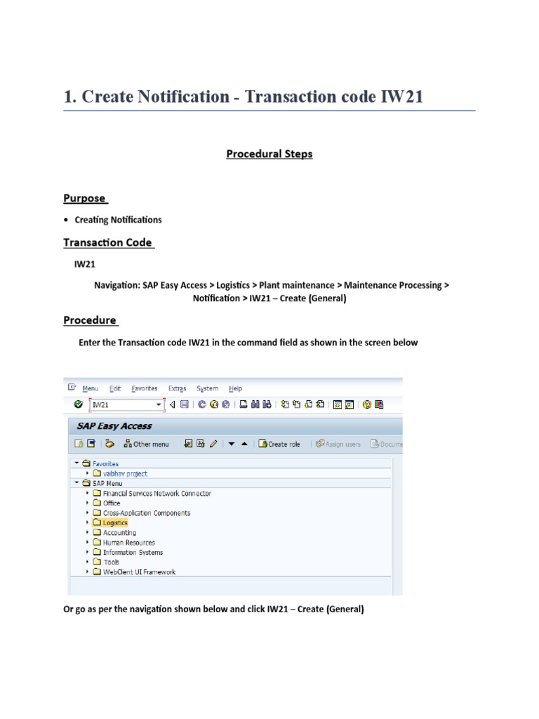 SAP IW21 to IW44 Transaction Guide | PDF | Button (Computing) | System ...
