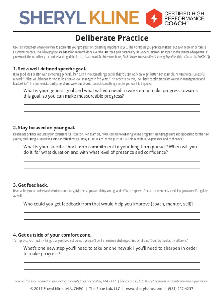 Deliberate Practice Worksheet | PDF | Mentorship | Expert
