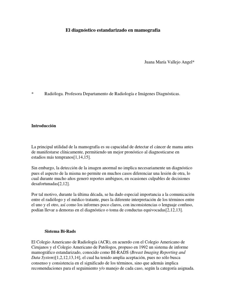Bi Rads PDF | PDF | Mamografía | Cáncer de mama