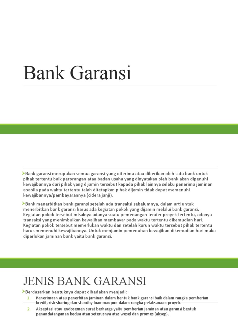 Bank Garansi: Jenis, Fungsi, dan Akuntansi | PDF | Pengelolaan Keuangan ...