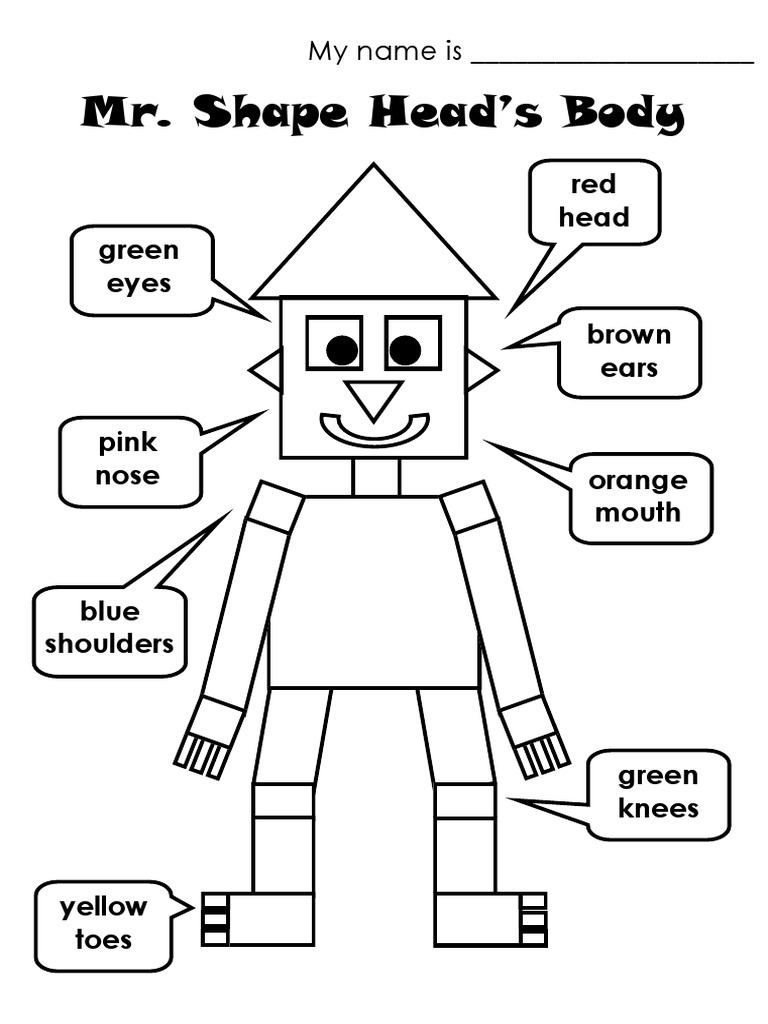 Mr. Shape Head's Body Worksheet | PDF | Wellness