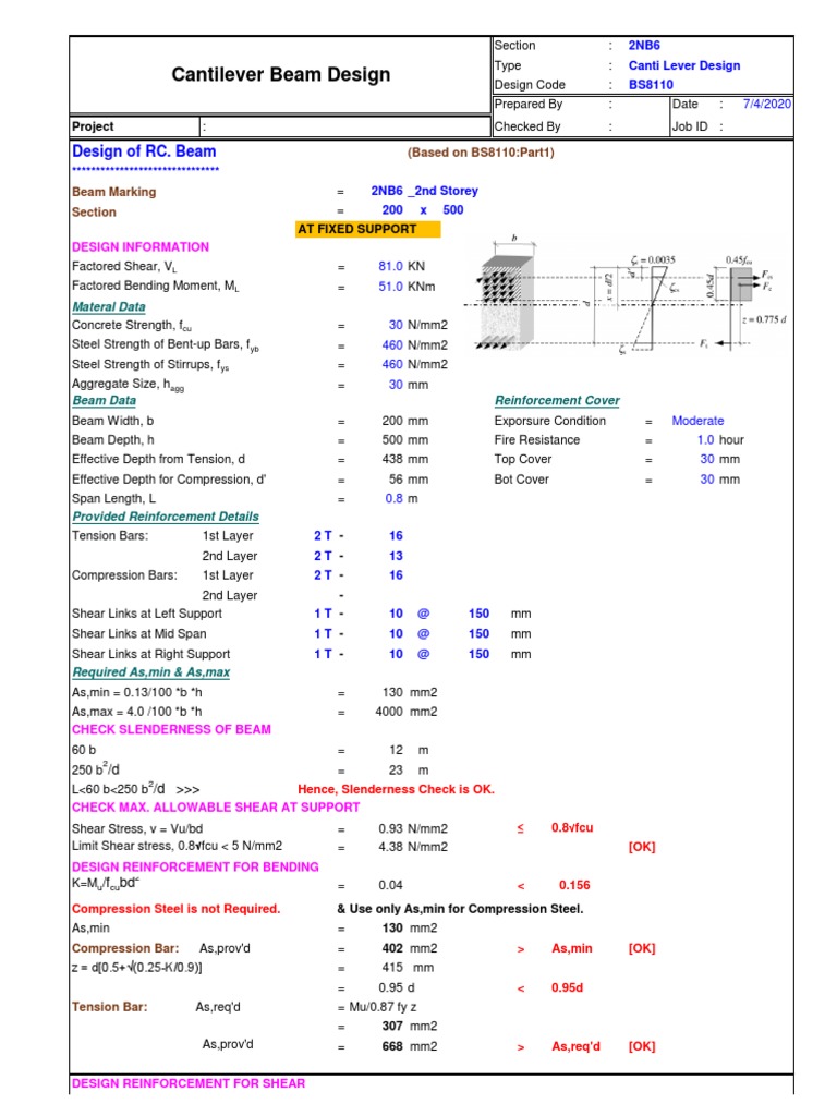 RC Beam - Cantilever | PDF | Beam (Structure) | Bending