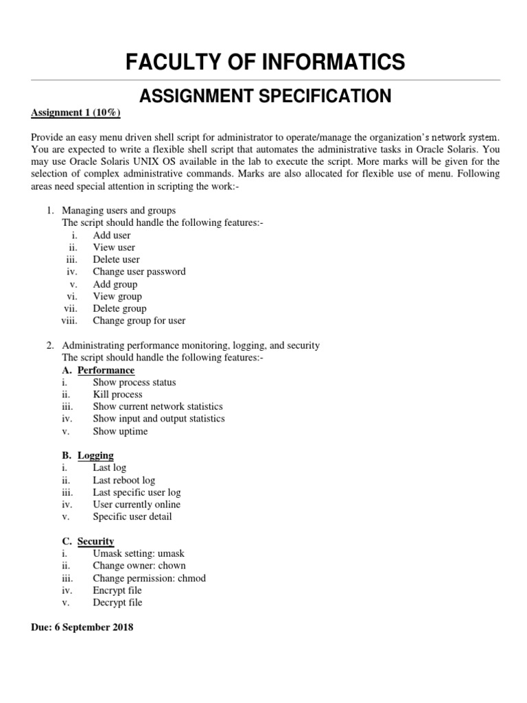 Faculty of Informatics: Assignment Specification | PDF