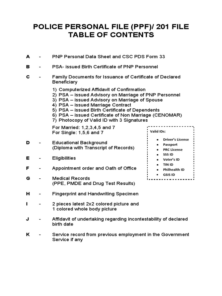 PNP 201 File and Personal File Guide | PDF