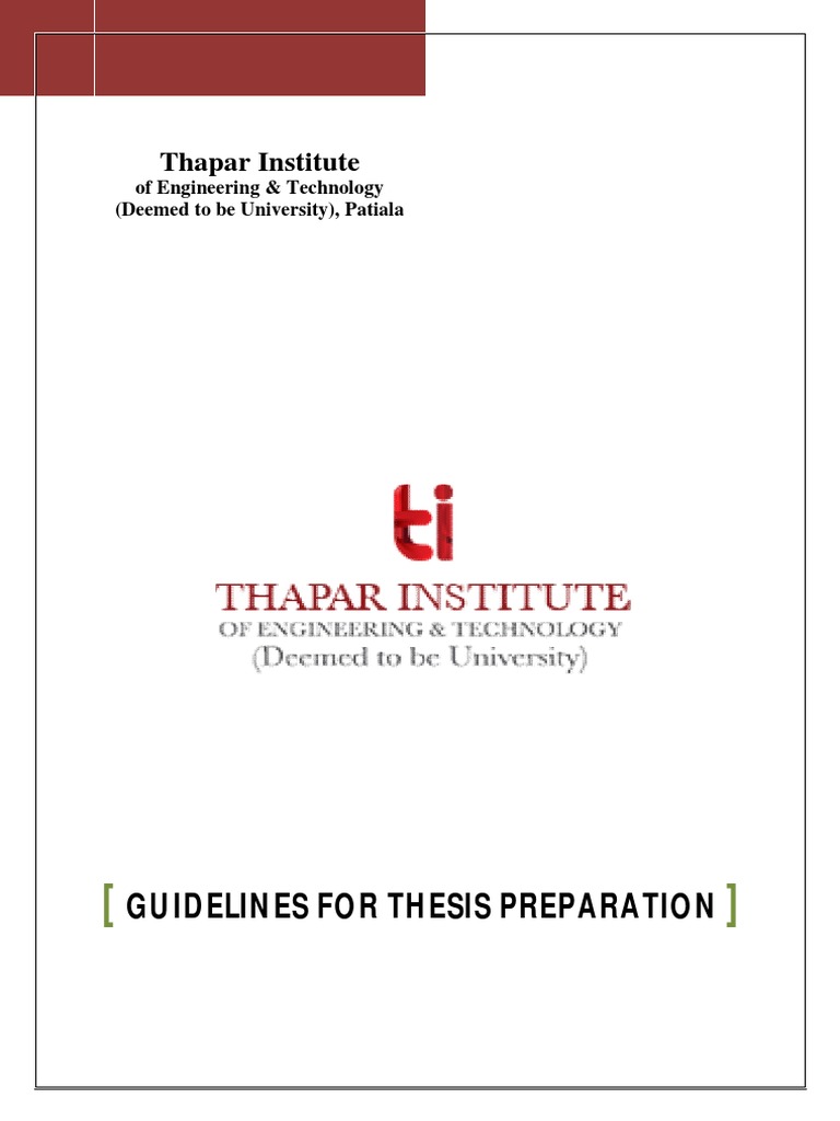 Thapar University ME-MTech Thesis Preparation Guidelines | PDF | Thesis | Typefaces