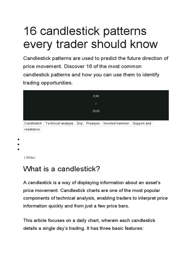 16 Candlestick Patterns Every Trader Should Know - Imp | PDF