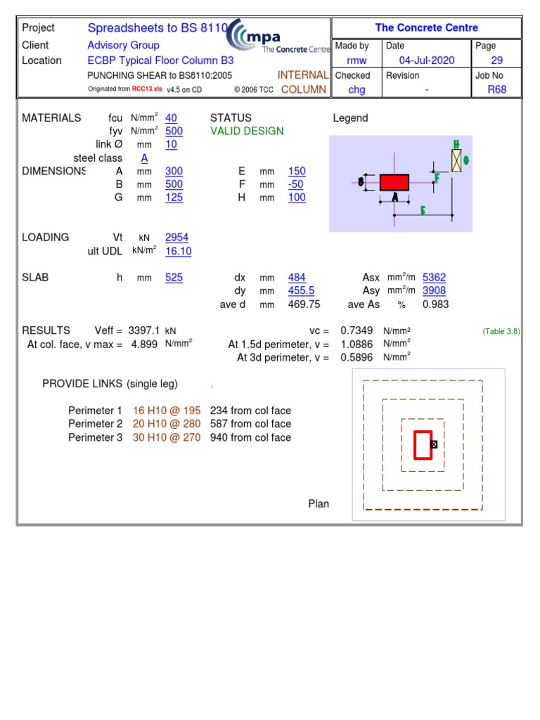 Spreadsheets To BS 8110: Column Internal | PDF | Science & Mathematics ...