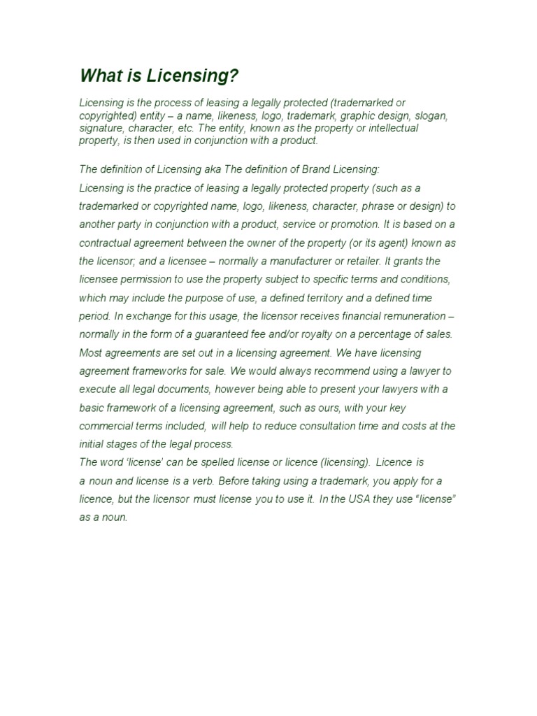 What Is Licensing | PDF | License | Business Law