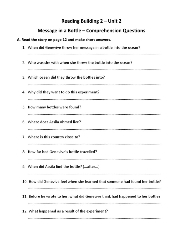 RB2 - U2 - Message in A Bottle | PDF | Foreign Language Studies