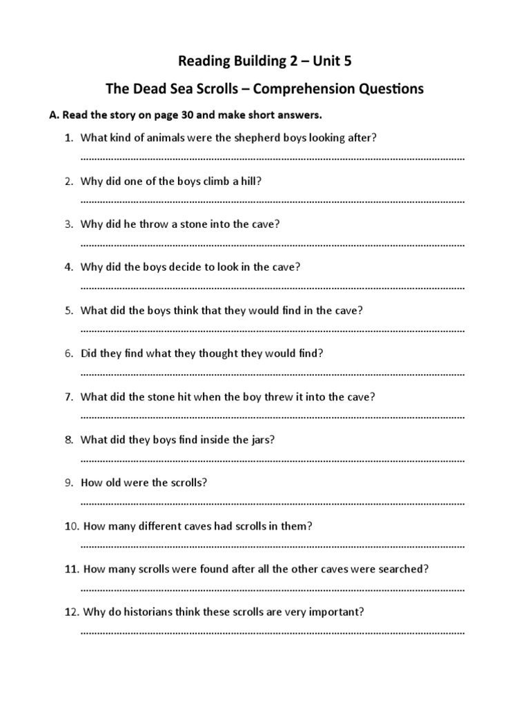Dead Sea Scrolls Comprehension & Vocabulary | PDF