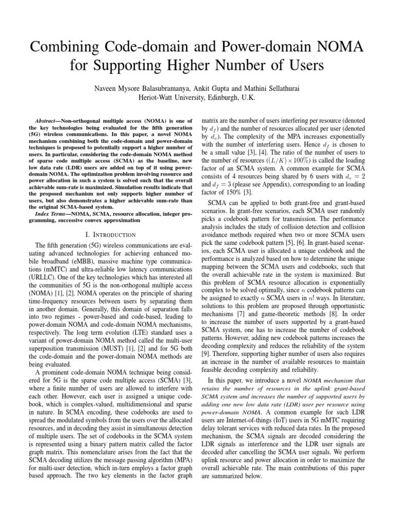 Combining Code-Domain and Power-Domain NOMA PDF | PDF | Mathematical ...