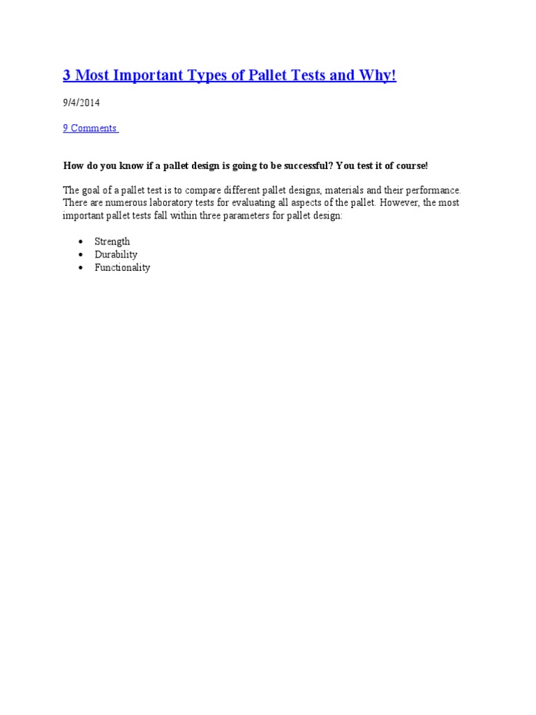 Most Important Types of Pallet Tests | PDF