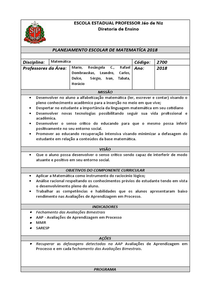 Plano De Curso De Matemática Ensino Médio Pdf Trigonometria 9122