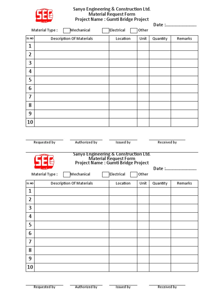 Material Request for Engineers | PDF | Technology & Engineering