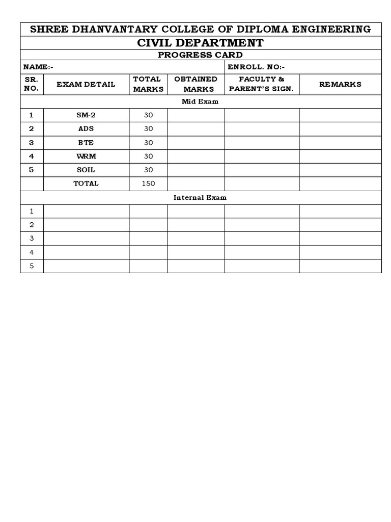 Progress Card | PDF