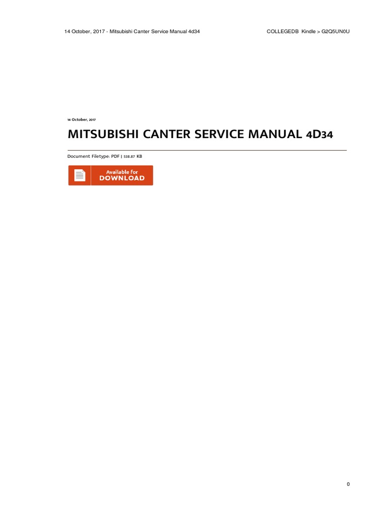 Mitsubishi Canter 4D34 Service Manual | PDF | Truck | Wheeled Vehicles