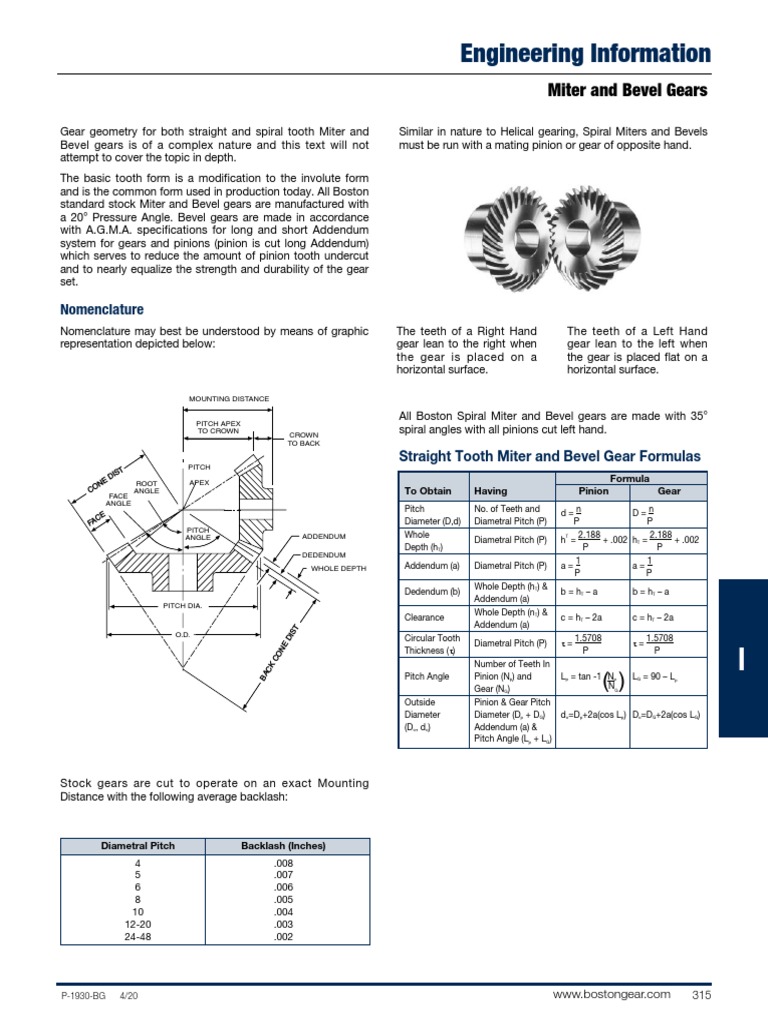 Engineering Information: Miter and Bevel Gears | Download Free PDF ...