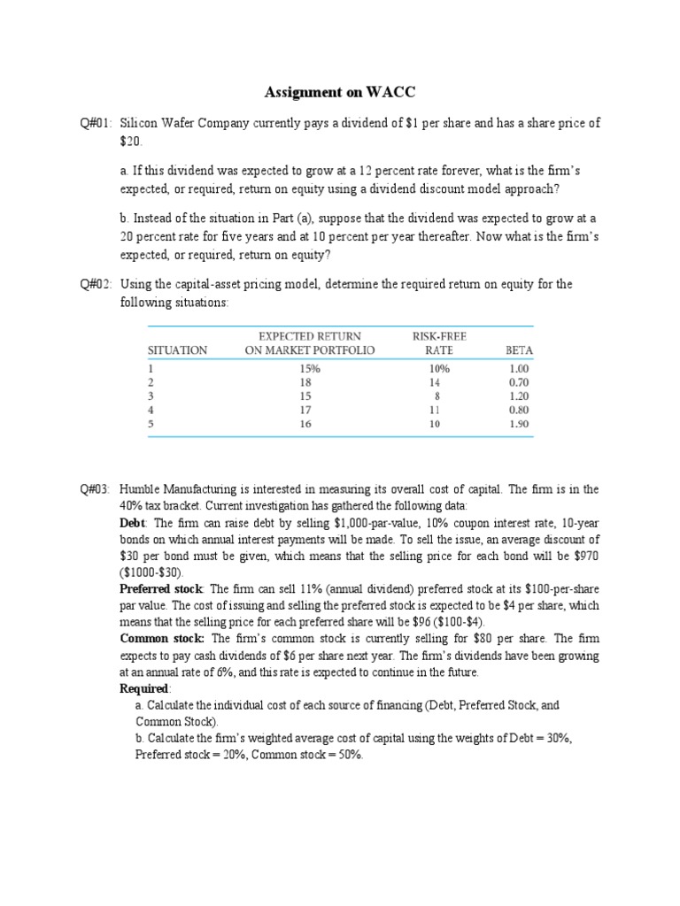 Assignment - WACC | PDF