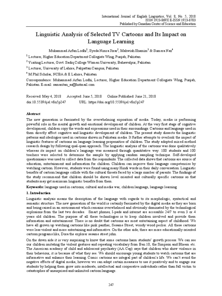 Linguistic Analysis in Cartoons | PDF | Learning | Linguistics