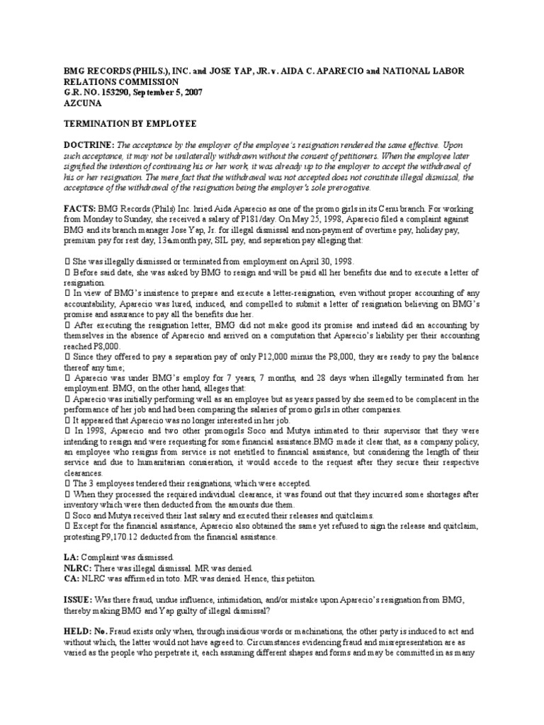 ART. 300 BMG Records Vs NLRC | PDF | Fraud | Employment