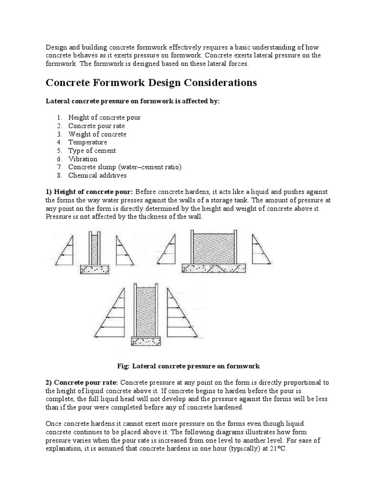 Design Considertions For Concrete Formwork | PDF | Concrete | Pressure