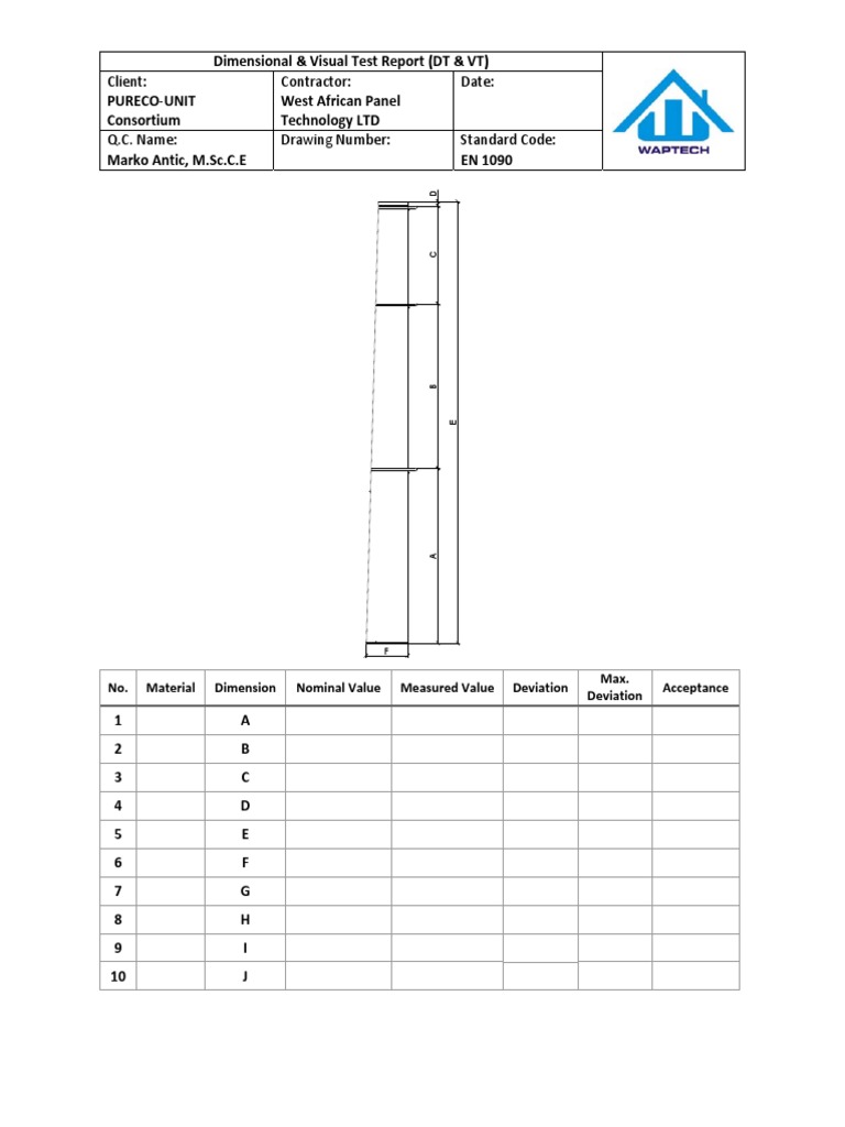 Dimensional and Visual Test Report | PDF