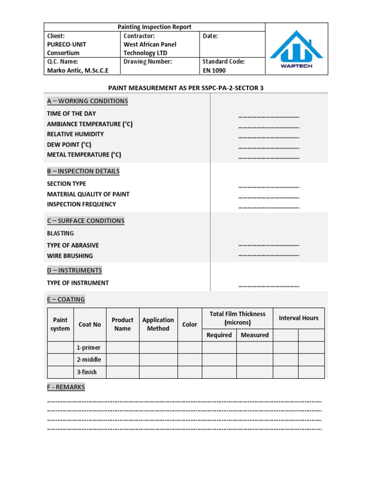 Painting Inspection Report | Download Free PDF | Paint | Industrial ...