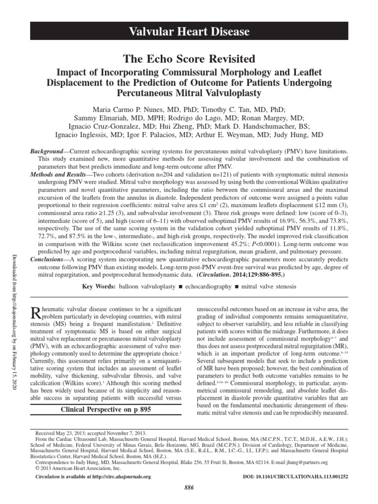 Valvular Heart Disease: The Echo Score Revisited | PDF | Heart Valve ...
