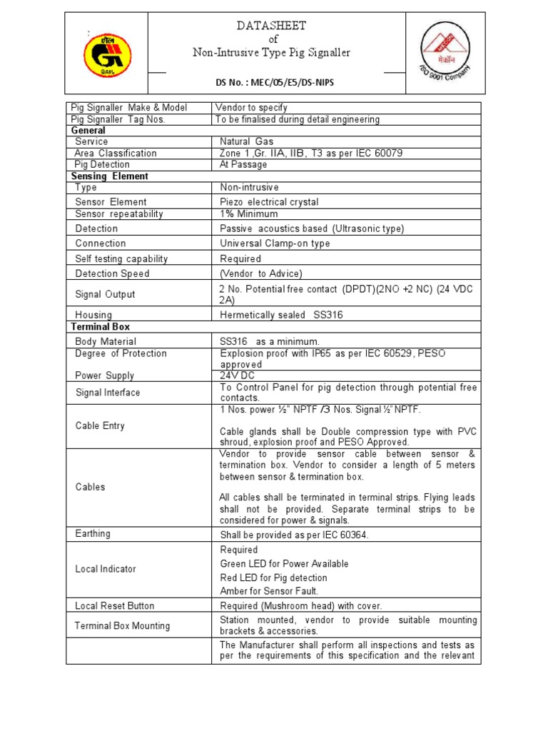 Non Intrusive Pig Signaller - 2 | PDF | Pipe (Fluid Conveyance ...