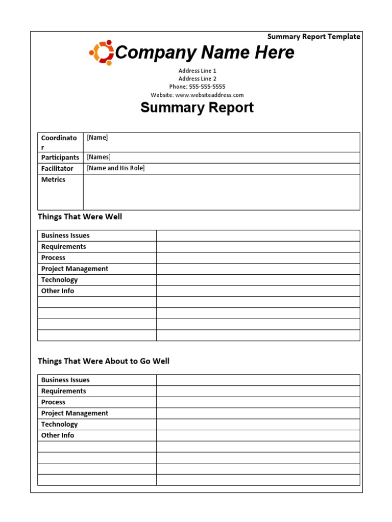Summary Report Template | PDF