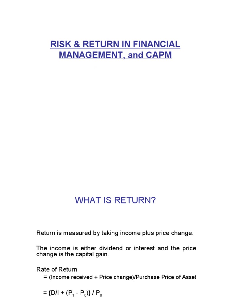 CAPM: Understanding Risk and Return | PDF | Beta (Finance) | Capital ...