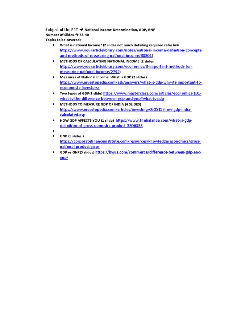 National Income Determination, GDP, GNP, NDP, NNP, Personal Income | PDF