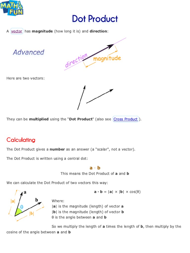 Dot Product | PDF